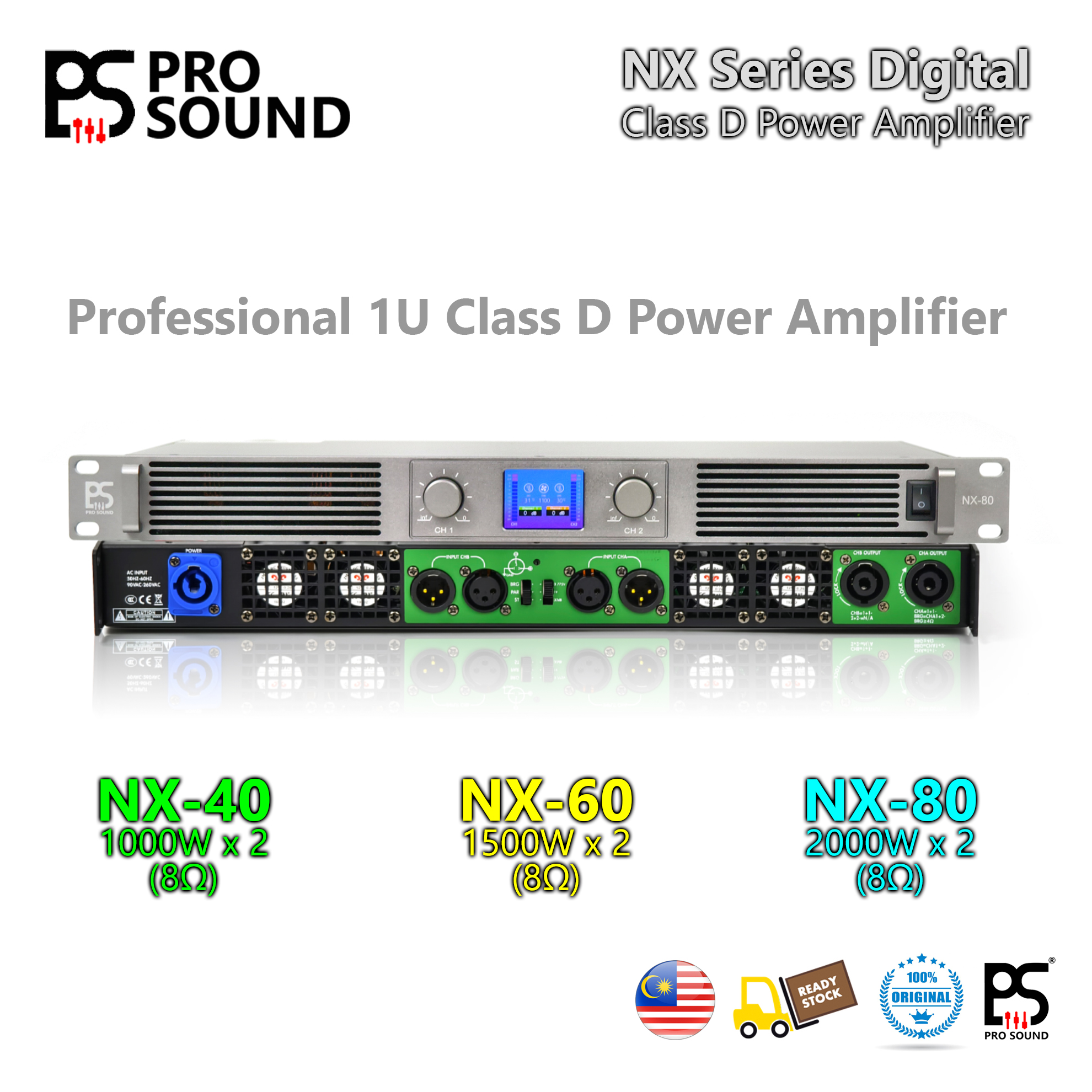 PS Pro Sound NX Series Professional 2CH Power Amplifier Digital Power Amp (Ready Stock In ...