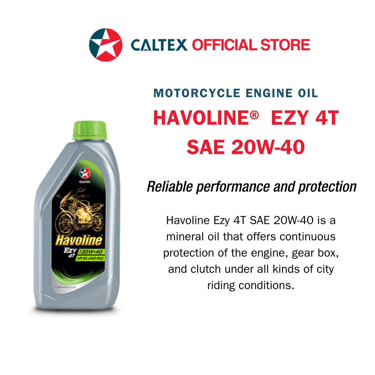 Caltex Havoline EZY 4T 20W40 Motorcycle Oil (1L) | Shopee Malaysia