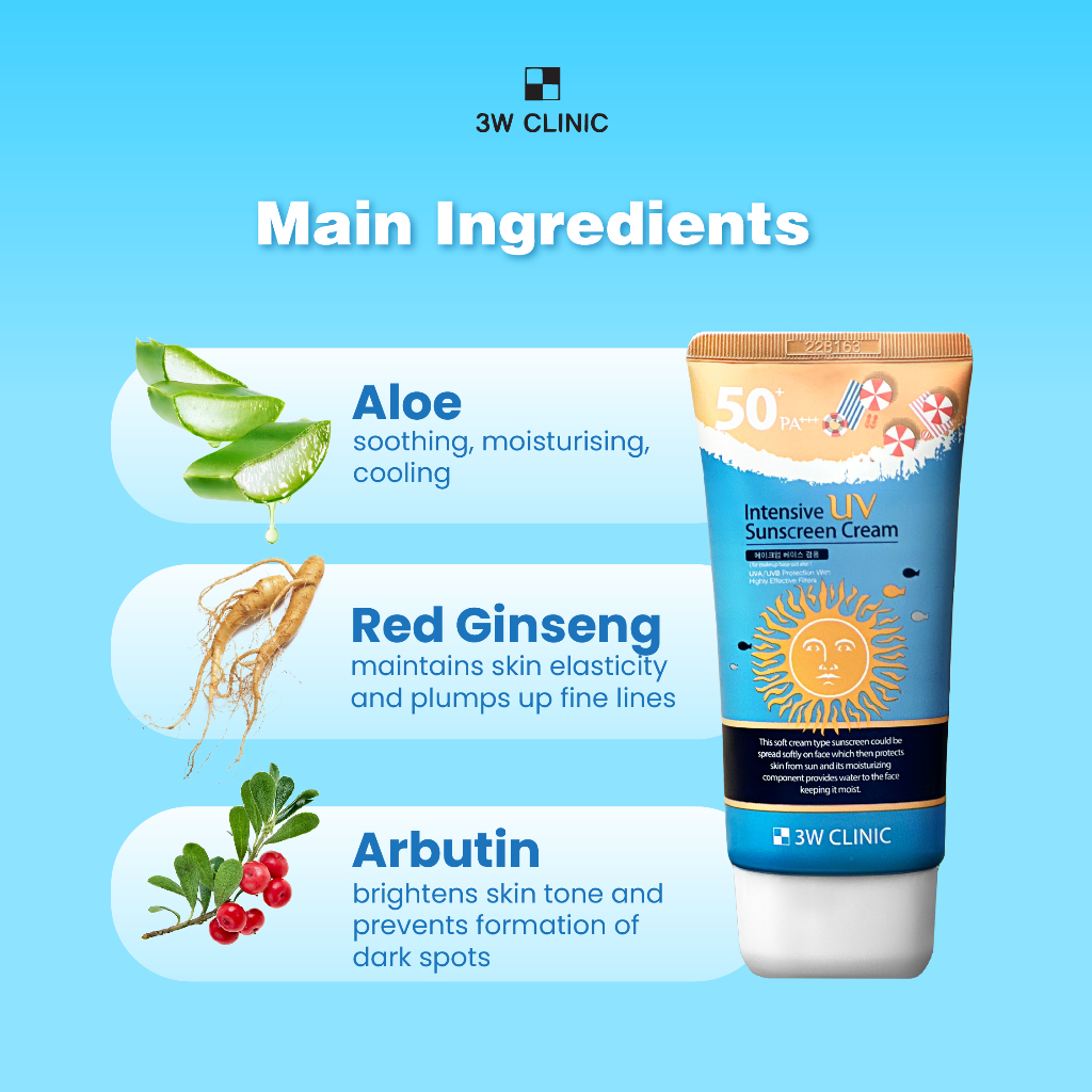 3W Clinic Intensive UV Sunscreen Cream, Intensive UV Sunblock Cream ...
