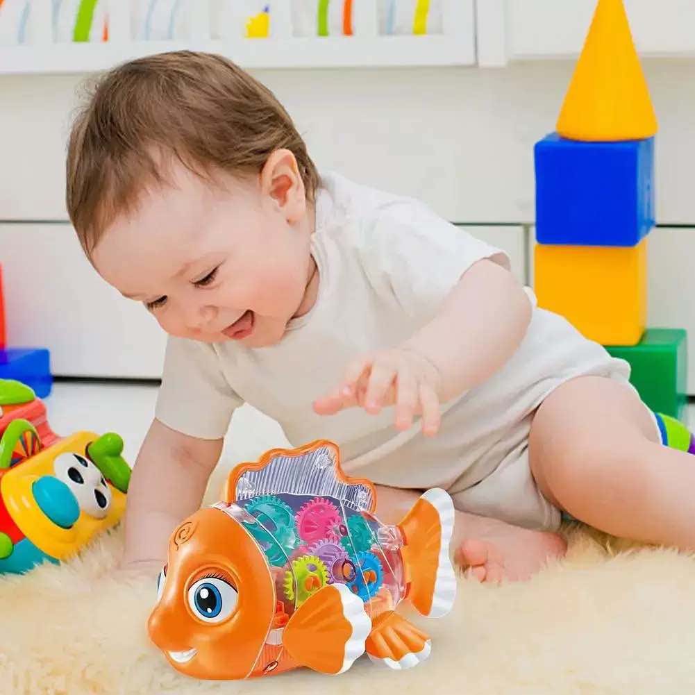 Gear Fish Toys Electronics Transparent Nemo Fish Toys With Lighting and ...