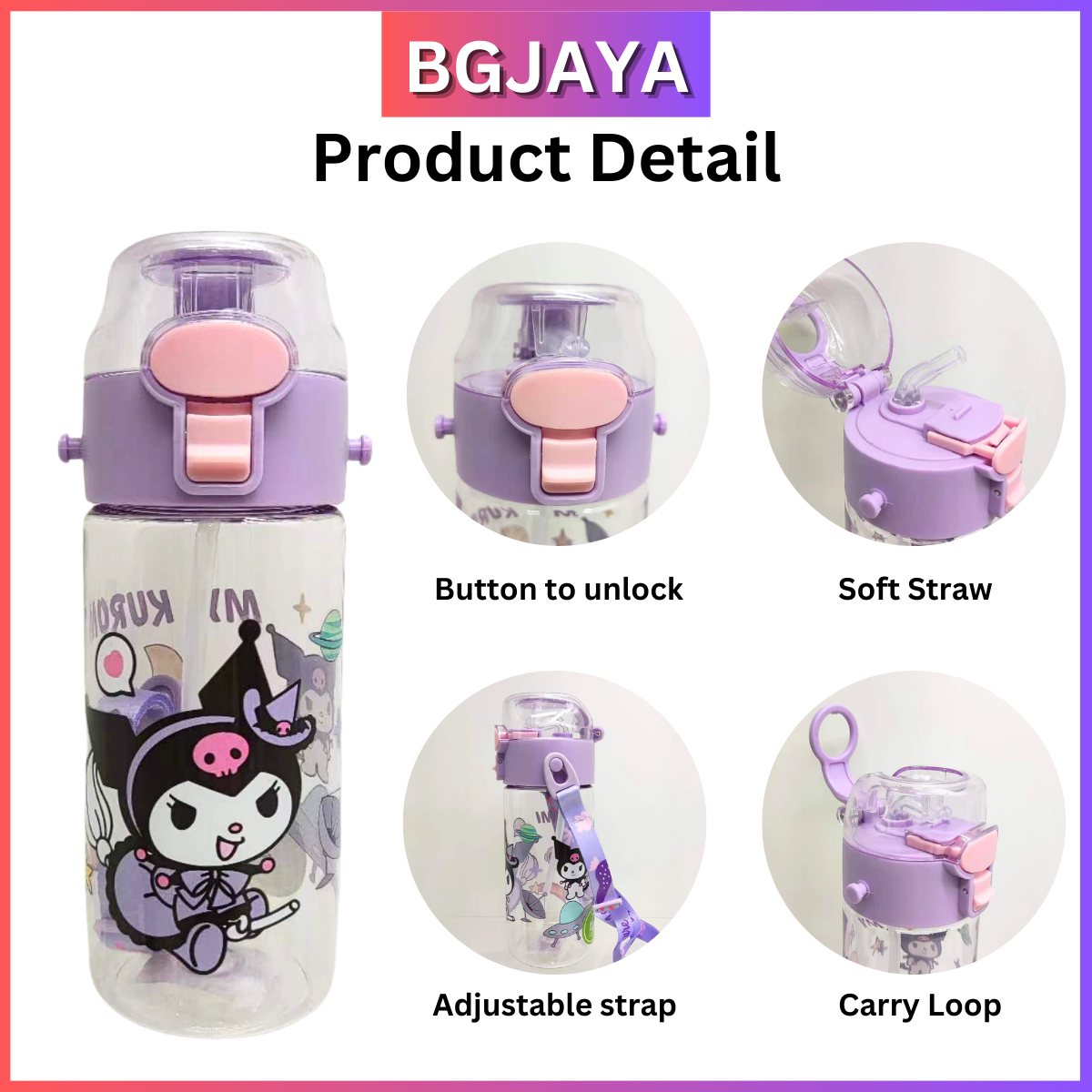 450ML/550ML Kids Cartoon Water Bottle Straw Drinking Bottle BPA Free ...