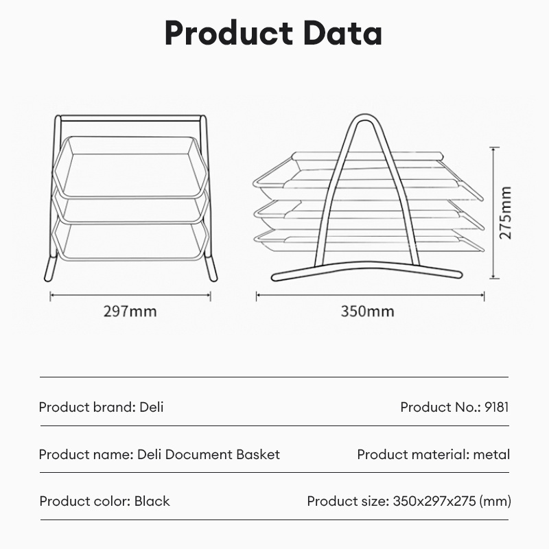 Deli File Document Tray 3 Tier Mesh 350 278 275mm X 1290g E9181