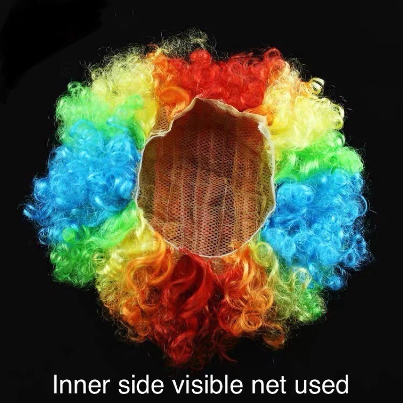 Novelty Afro Hair Wig Clown Curly Afro Circus Fancy Dress Hair Wigs Disco Costume Halloween ...