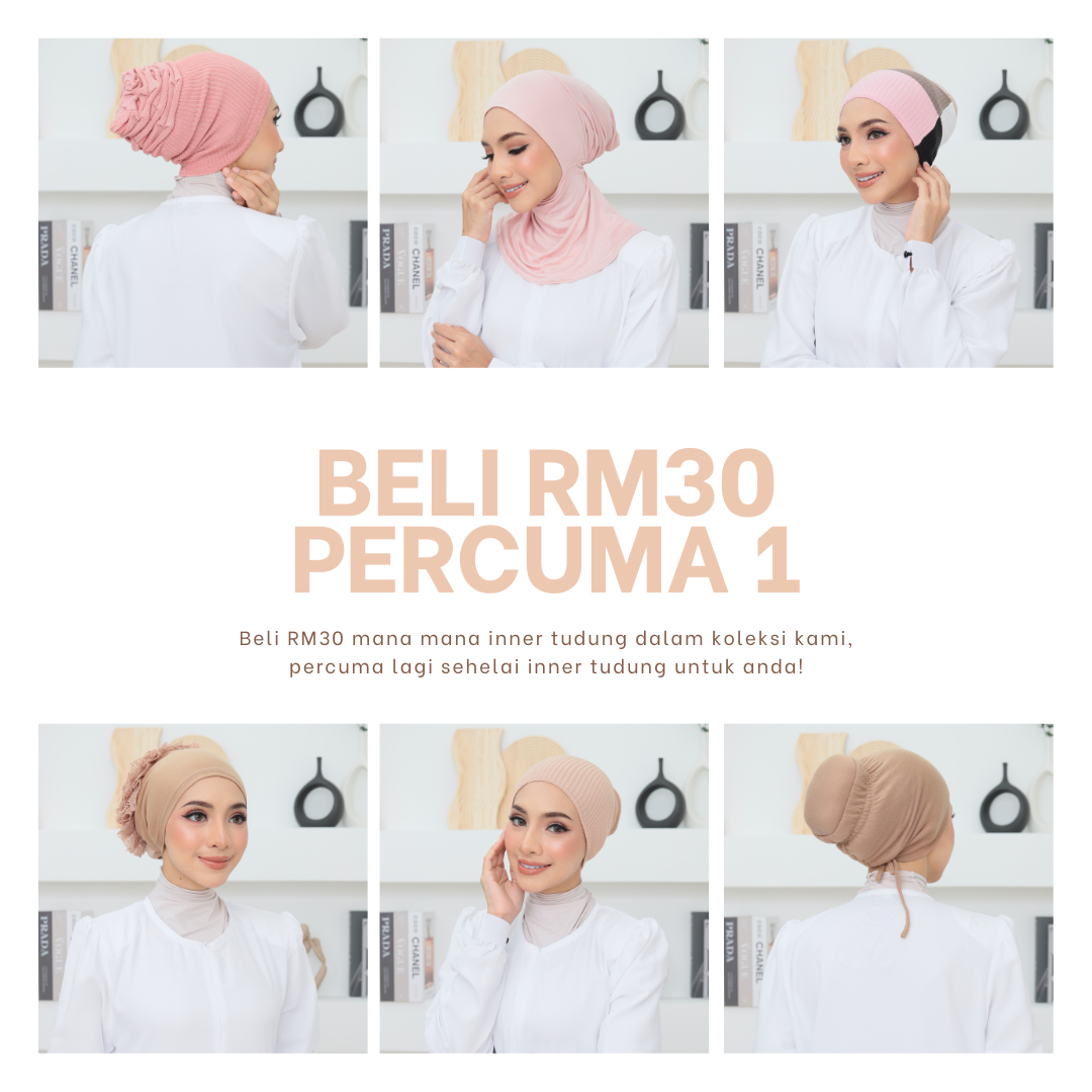 ALAYNA Inner Lace Turki | Scarf Anak Tudung Sanggul Bertali Skaf ...