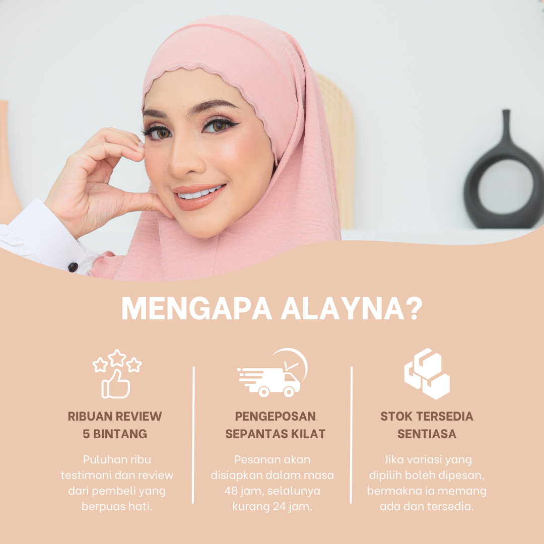 ALAYNA Inner Lace Turki | Scarf Anak Tudung Sanggul Bertali Skaf ...