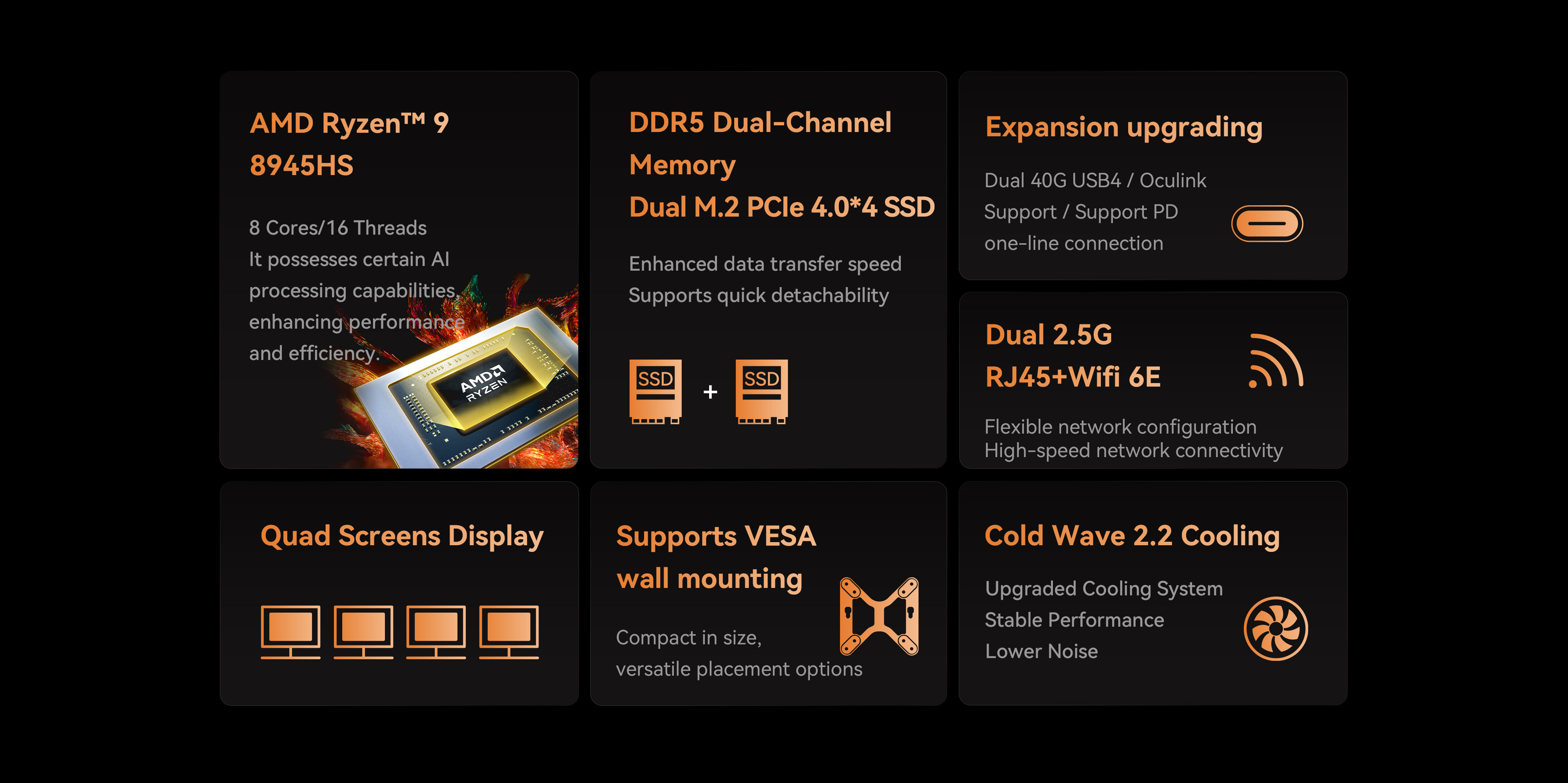 MINISFORUM UM890 Pro Mini PC AMD Ryzen 9 8945HS Windows 11 Pro 64GB ...