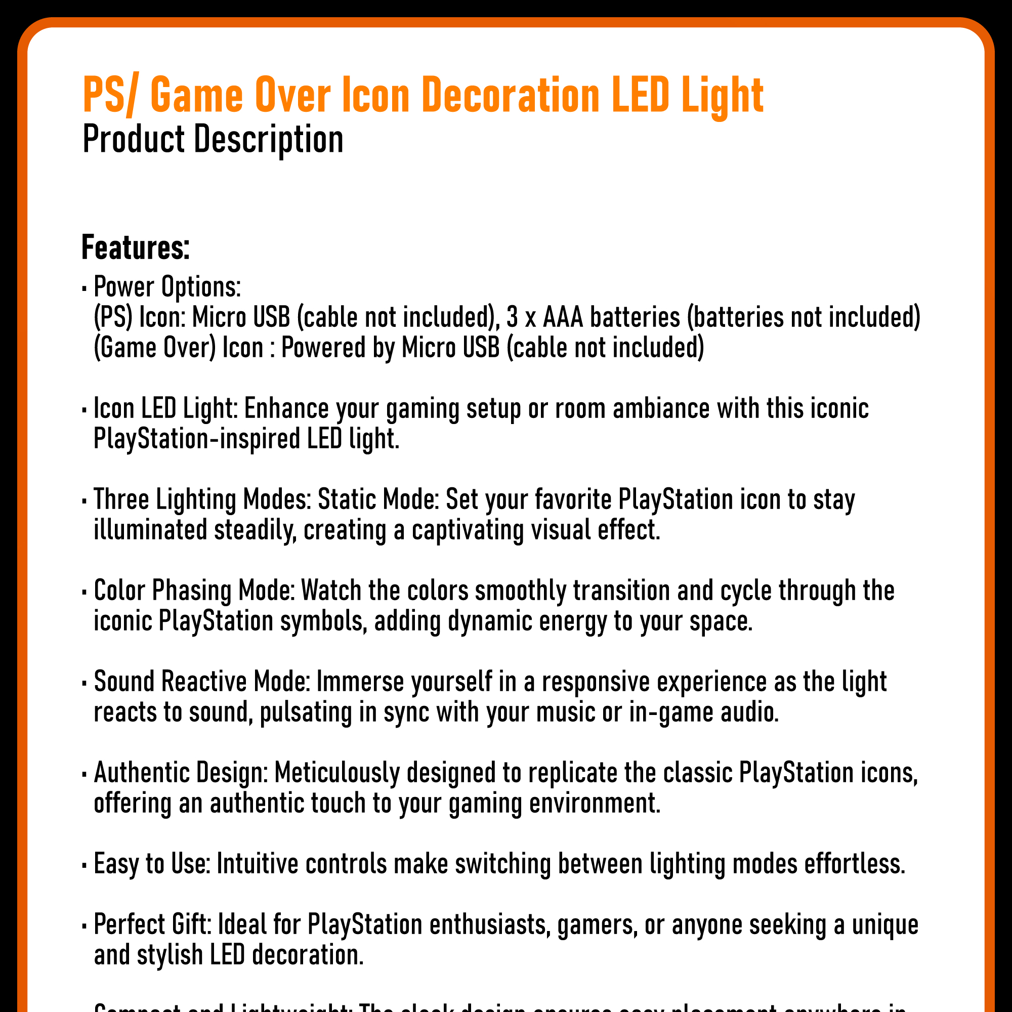 PS PS4 PS5 Icons Light 3 Phase Color Breathing Pulsing Game Icon Light ...