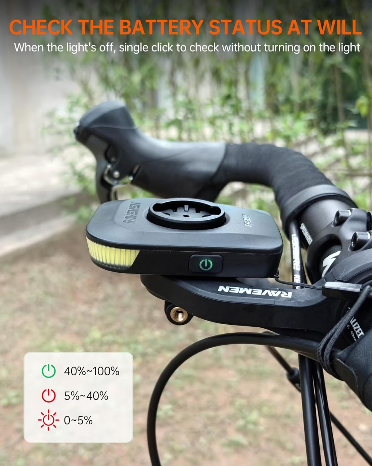 RAVEMEN FR300 New Bicycle Front Light for Garmin Wahoo Bryton Magene Meter Mount Integrated ...