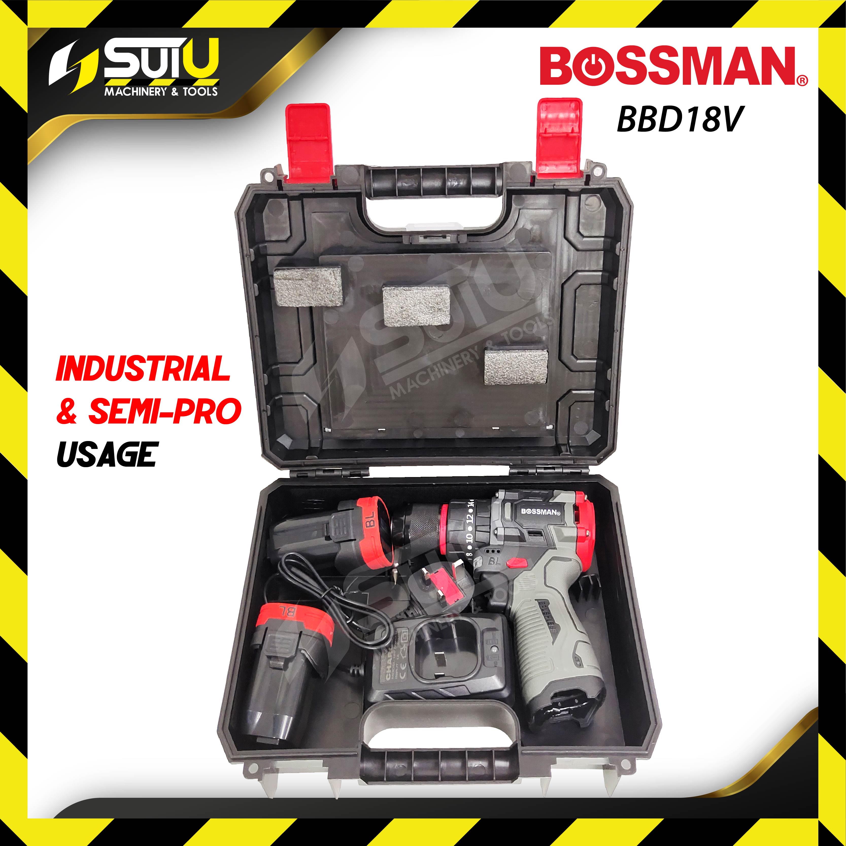 BOSSMAN BBD18V / BBD 18V 18V Cordless Hammer Drill 35NM c/w 2 x Battery ...