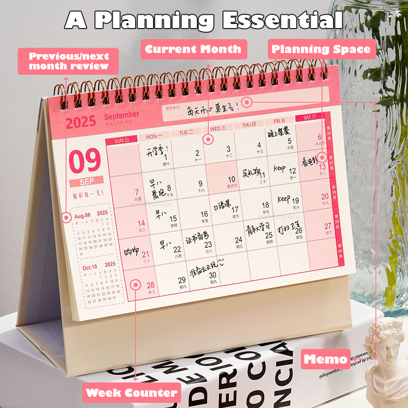 Whitespace 2025 Minimalist Desktop Calendar Big Table Kalendar Planner ...