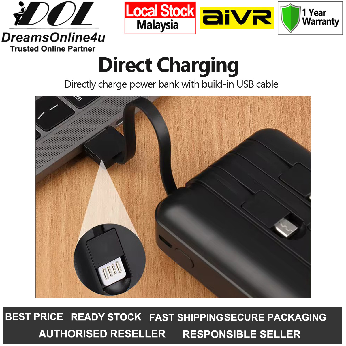 AiVR Y112 10000mAh 20000mah Fast Charging Compact Portable Power Bank ...