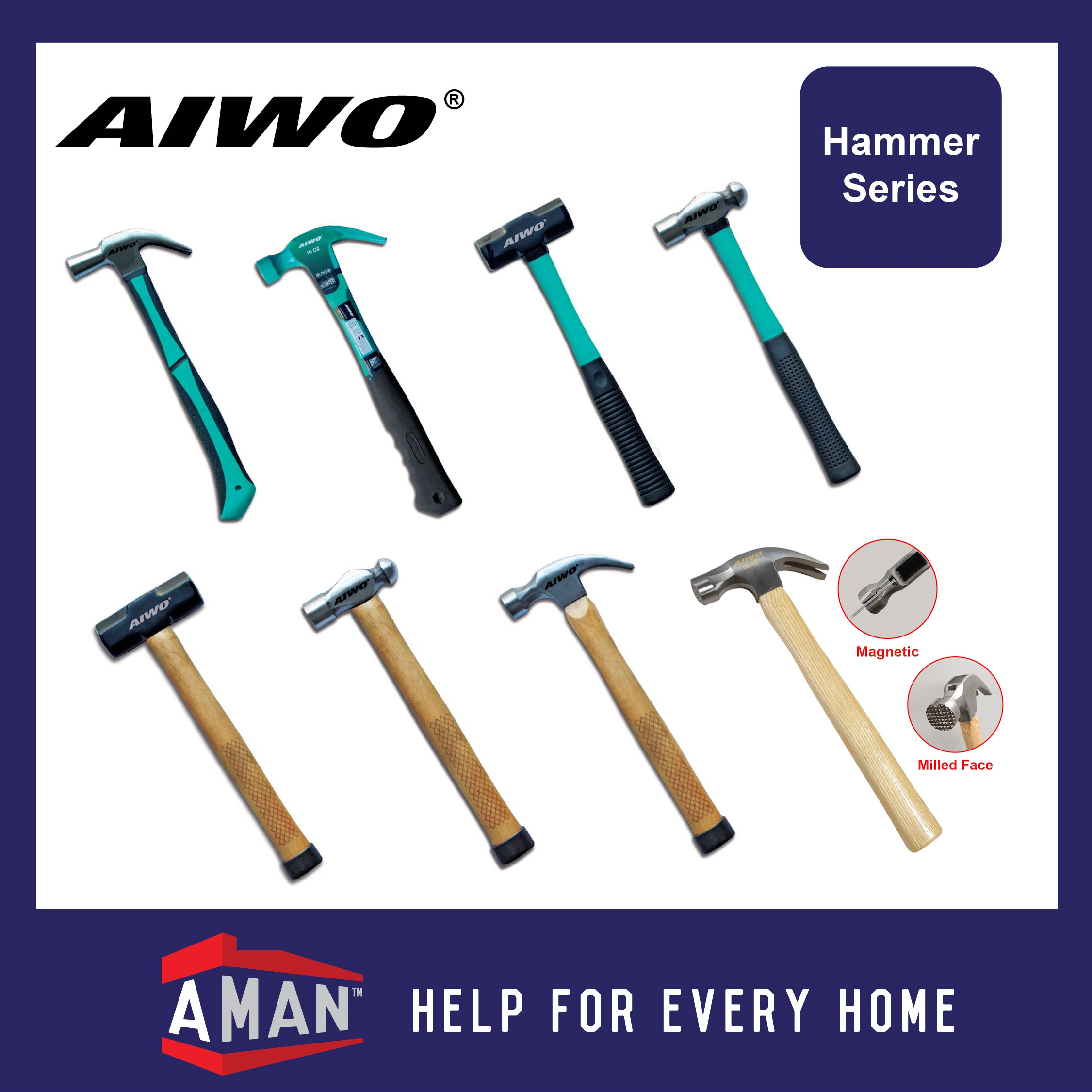 AIWO 12lbs Hardened Steel Sledge Hammer With Plastic Handle American ...