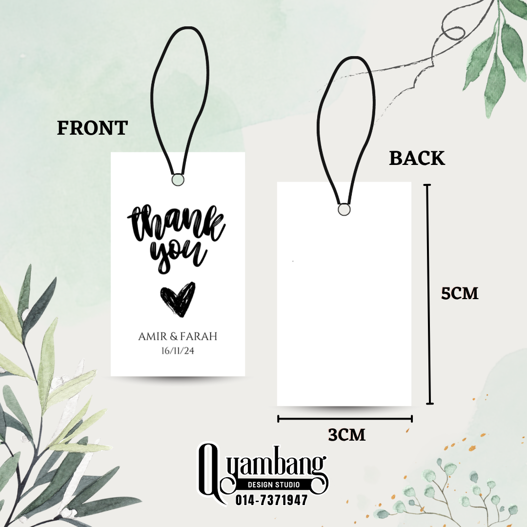 THANK YOU TAG/TAG TERIMA KASIH HITAM PUTIH (3CM x 5CM) *tidak termasuk ...