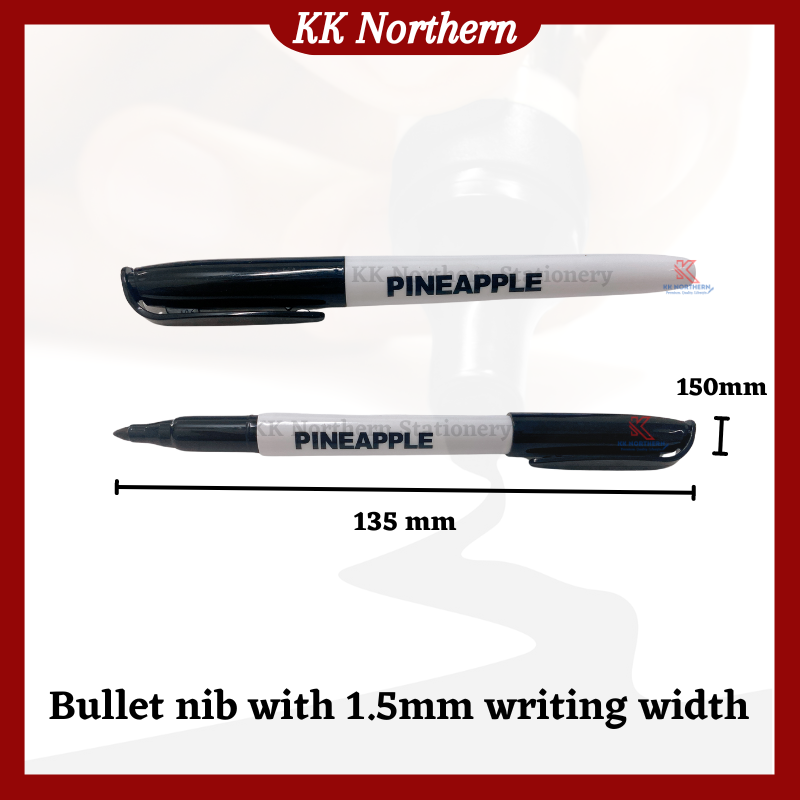 Pineapple Fine Point Permanent Marker Black Bullet Tip Hitam Marker Pen ...