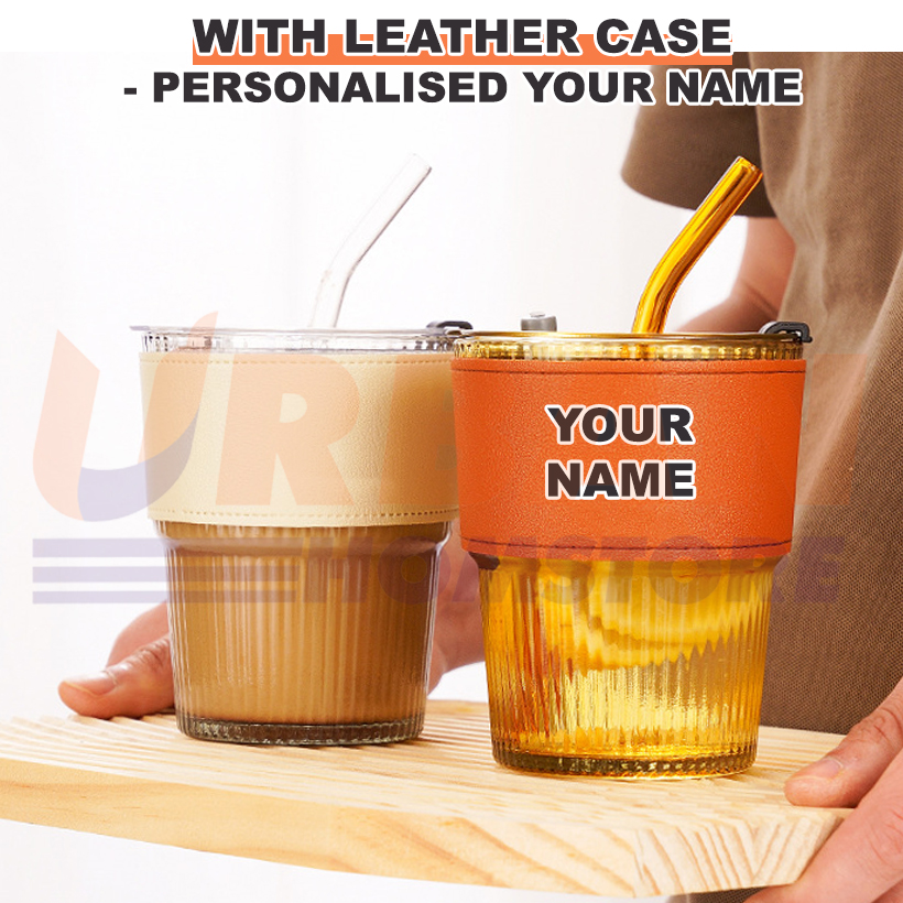UBH Mug custom name Glass cup with lid straw Personalized gift coffee ...