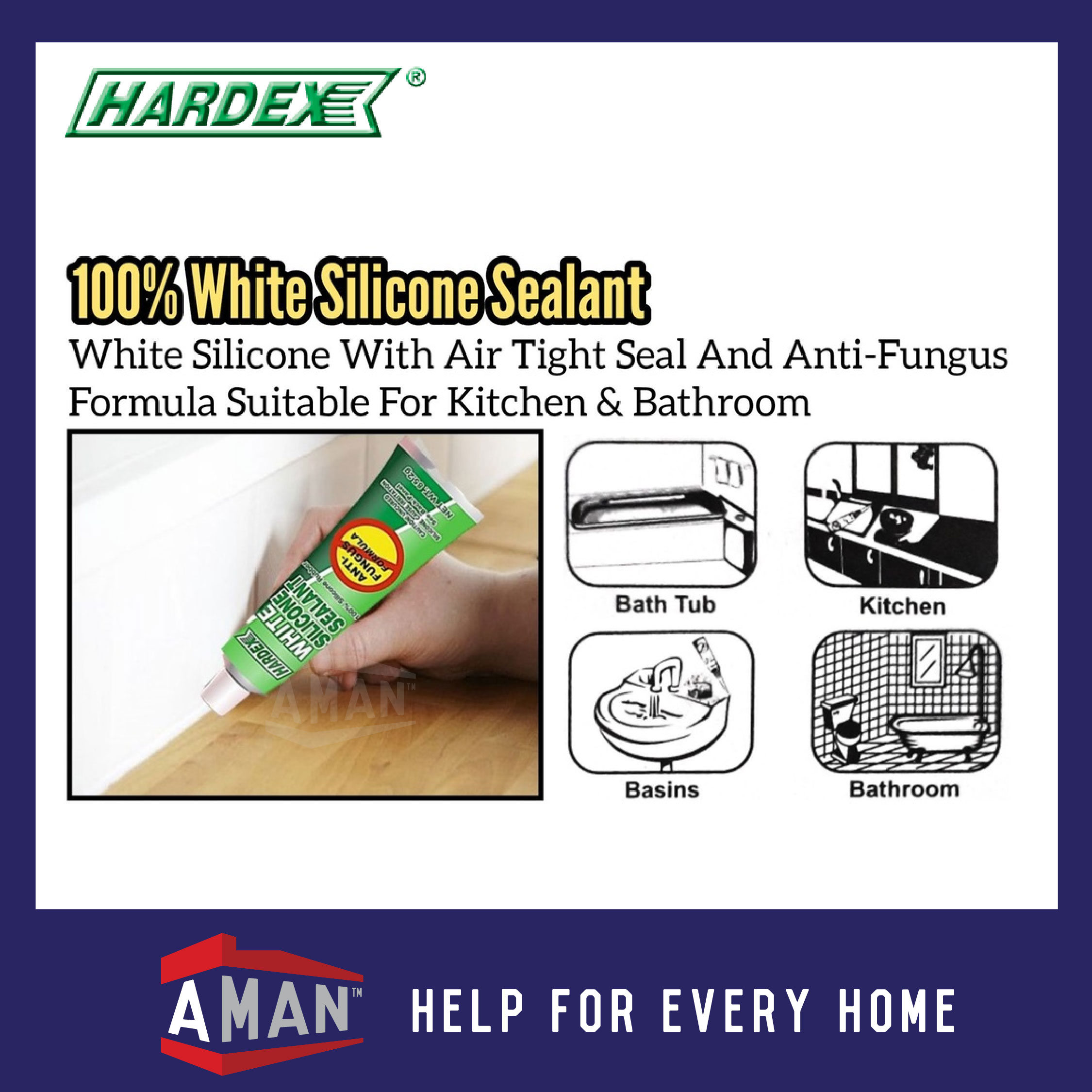 HARDEX RS850 Clear Silicone Sealant 100% Rubber Adhesive Glue White ...