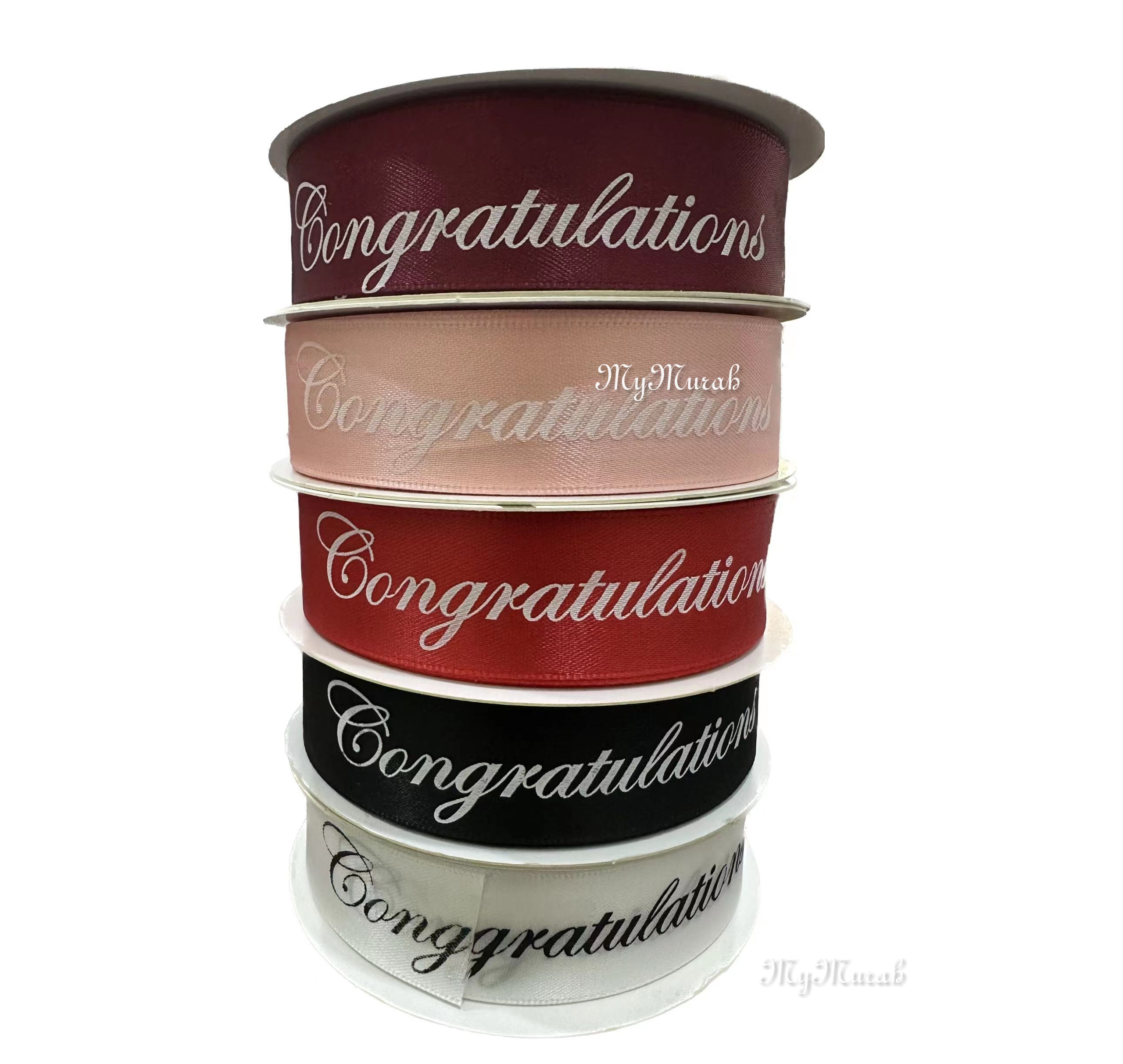 (22M) 2.5CM CONGRATULATION Ribbon Graduation Reben Riben Gift Satin ...