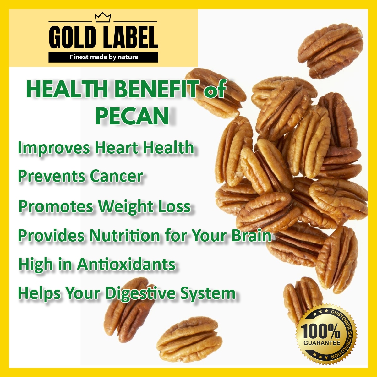 Gold Label Premium Natural Roasted Pecans (Unsalted) 200g/400g | Shopee ...