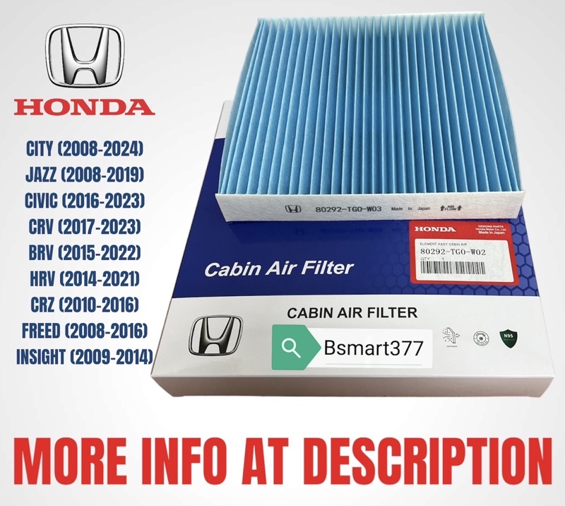 Honda air-cond filter cabin filter city tmo t9a too/jazz tgo tfo/civic ...