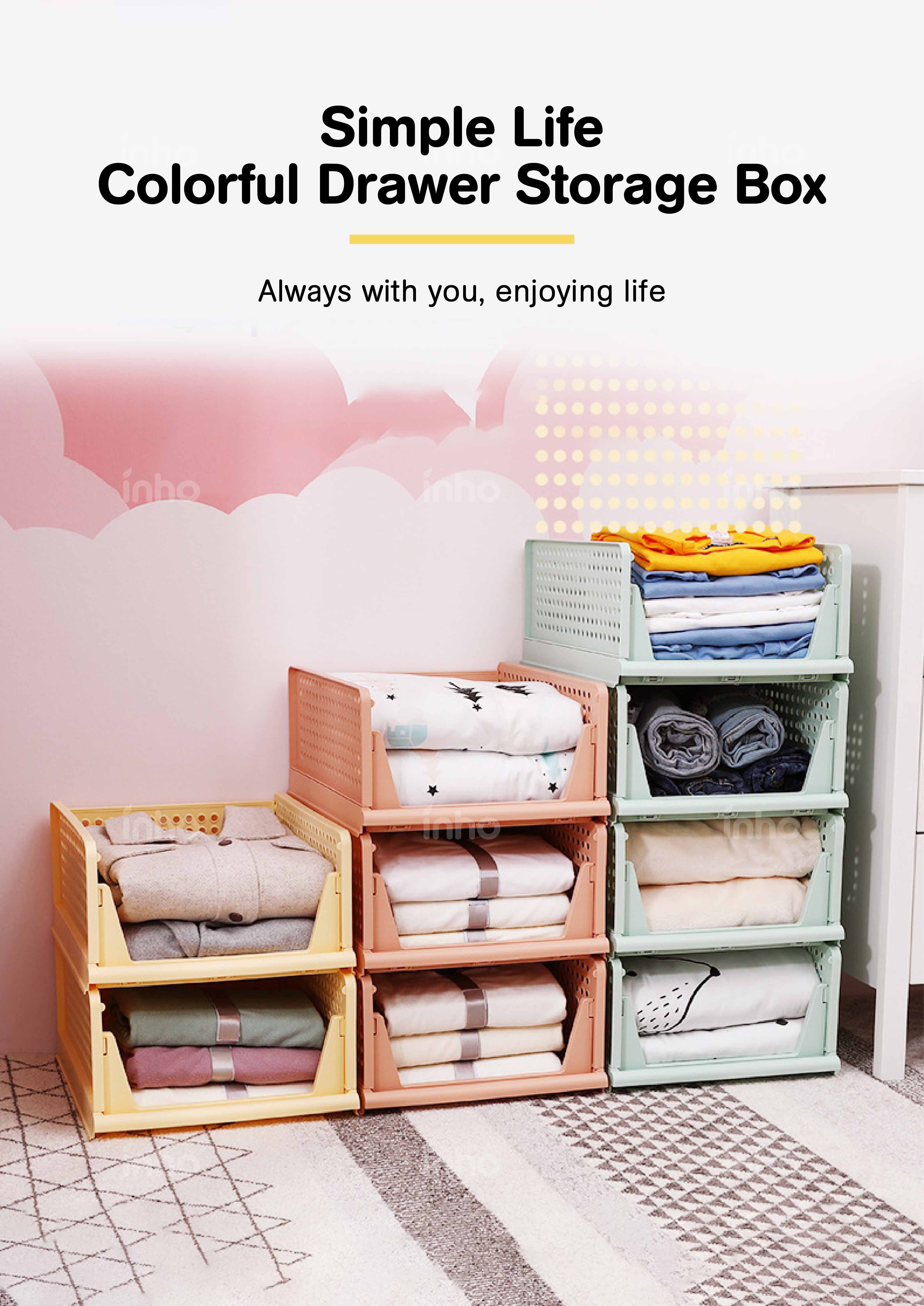 INHO Foldable Clothes Drawer Rack Stackable Layered Partition Storage ...