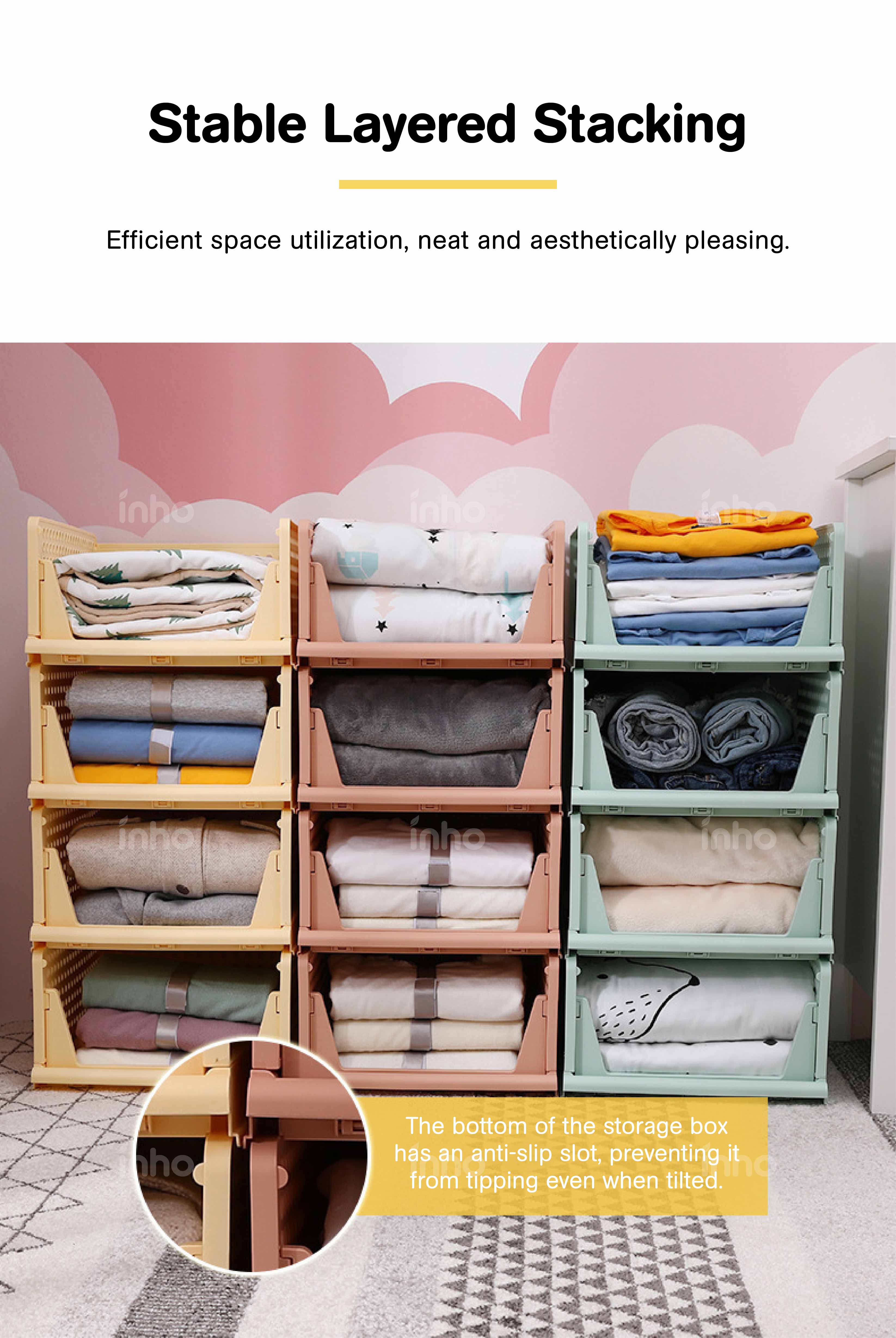 INHO Foldable Clothes Drawer Rack Stackable Layered Partition Storage ...