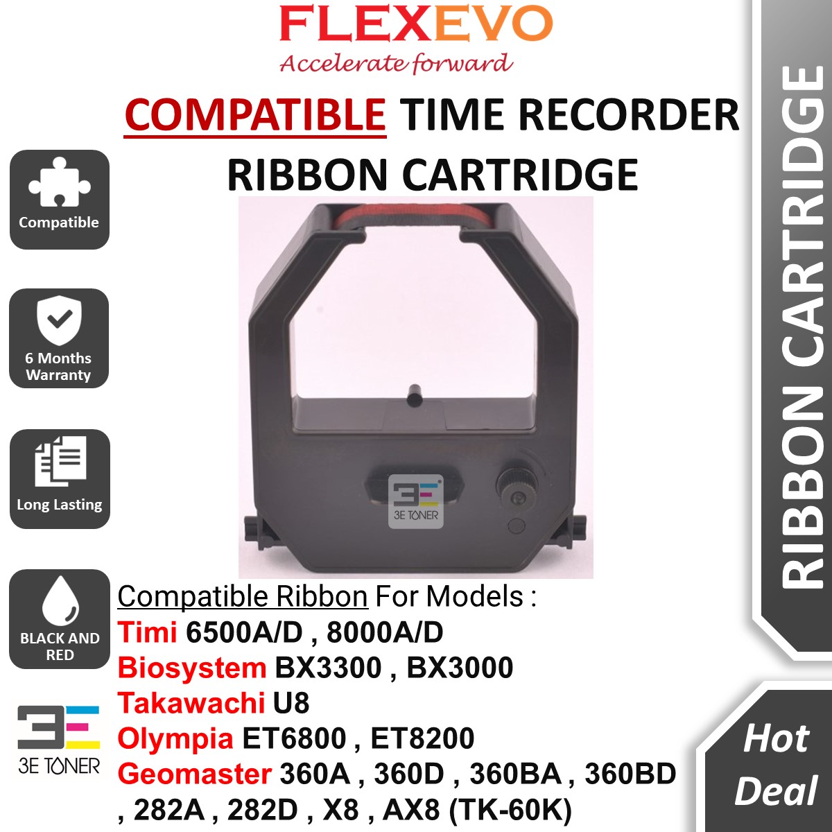 Compatible Punch Card Time Recorder Ribbon Cartridge Dual Color for ...