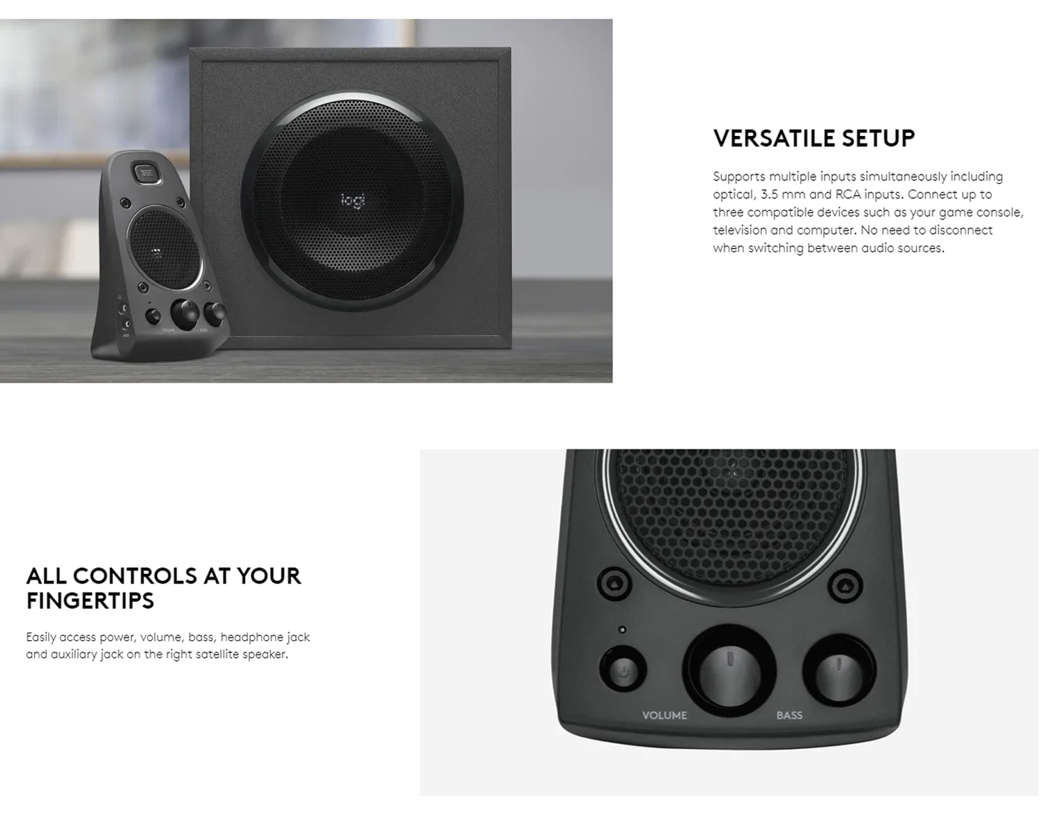 Logitech Z625 Speaker System with Subwoofer and Optical Input | THX® Certified 2.1 Speaker | 400 ...