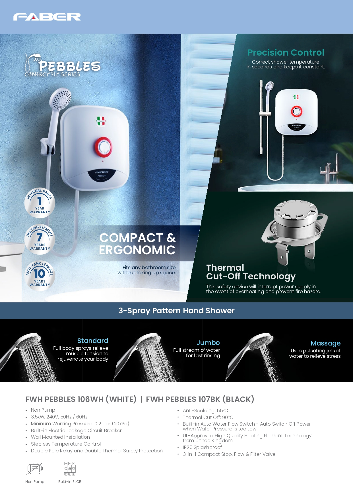 ELBA FABER Instant Water Heater 106WH EWH-S3823(BK) EWH-S3823(GR ...