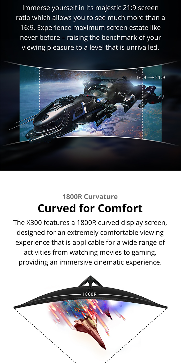 PRISM+ X300 30" 200Hz 1ms Curved Ultrawide 21:9 [2560 x 1080] Adaptive ...