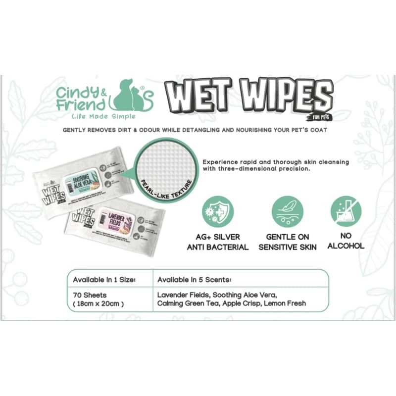 Cindy & Friend Wet Tissue/Pet Wipes( 70 Sheets )/ MEISHIYU PETS WET ...