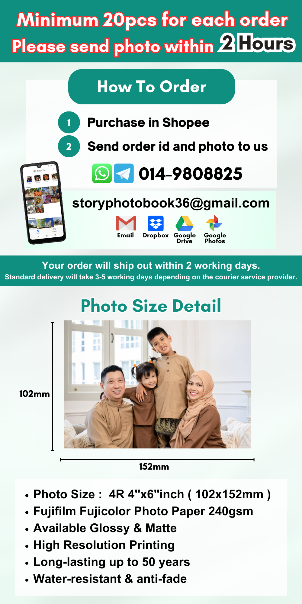 Fujifilm 4R Photo Print,4R Gambar Print 50pcs Package (Fujifilm ...