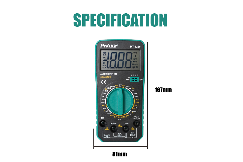 MT-1226 3-1/2 TAIWAN PROS'KIT True-RMS Digital Multimeter | Shopee Malaysia