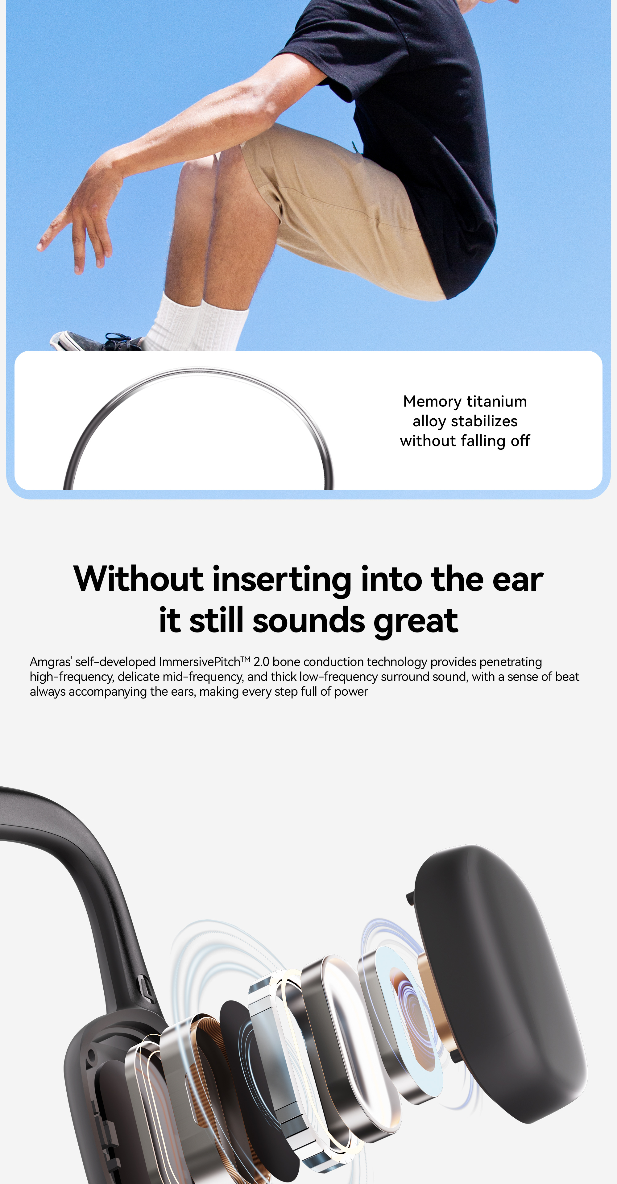 Amgras OpenMeta Ⅱ Pro Bone Conduction earphone Blutooth Hearphones ...