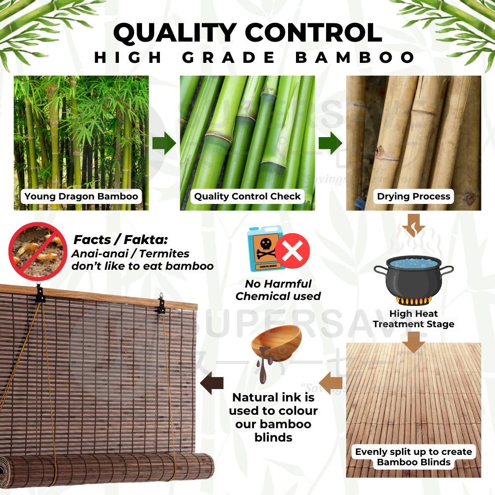 SUPERSAVE Japanese Bamboo Blind Roll Up Blind Bidai Buluh Bidai Kayu ...