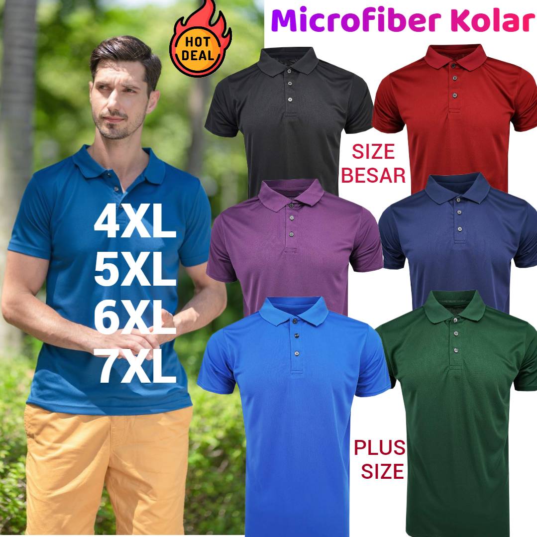 RIGHTWAY Big Size (4XL-7XL) Jersi Kolar Plus Size Microfiber Polo Baju ...