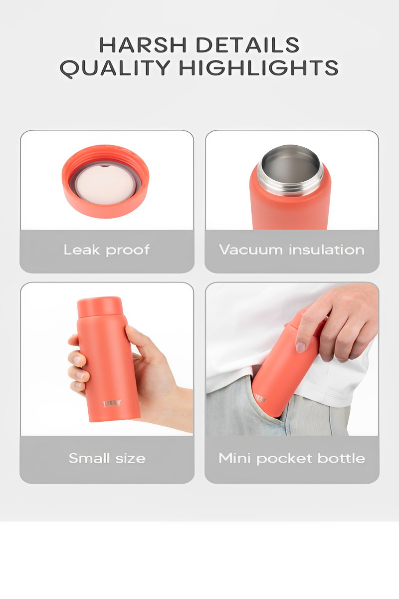 Tyeso Tumbler Mini Pocket Size Hiking Thermos Bottle 150ml/200ml 304 ...