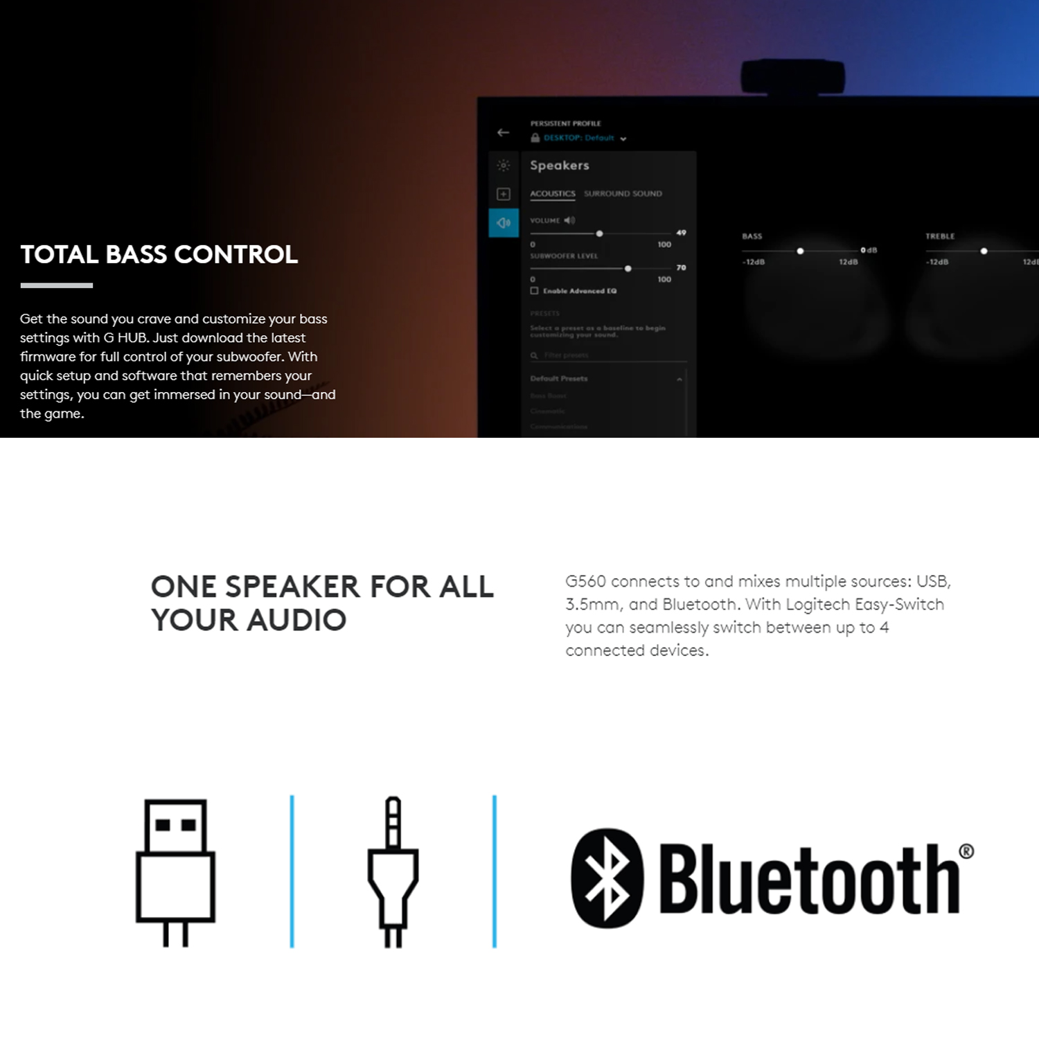 Logitech G560 LIGHTSYNC PC Gaming Speaker | 2.1 Speaker System with ...