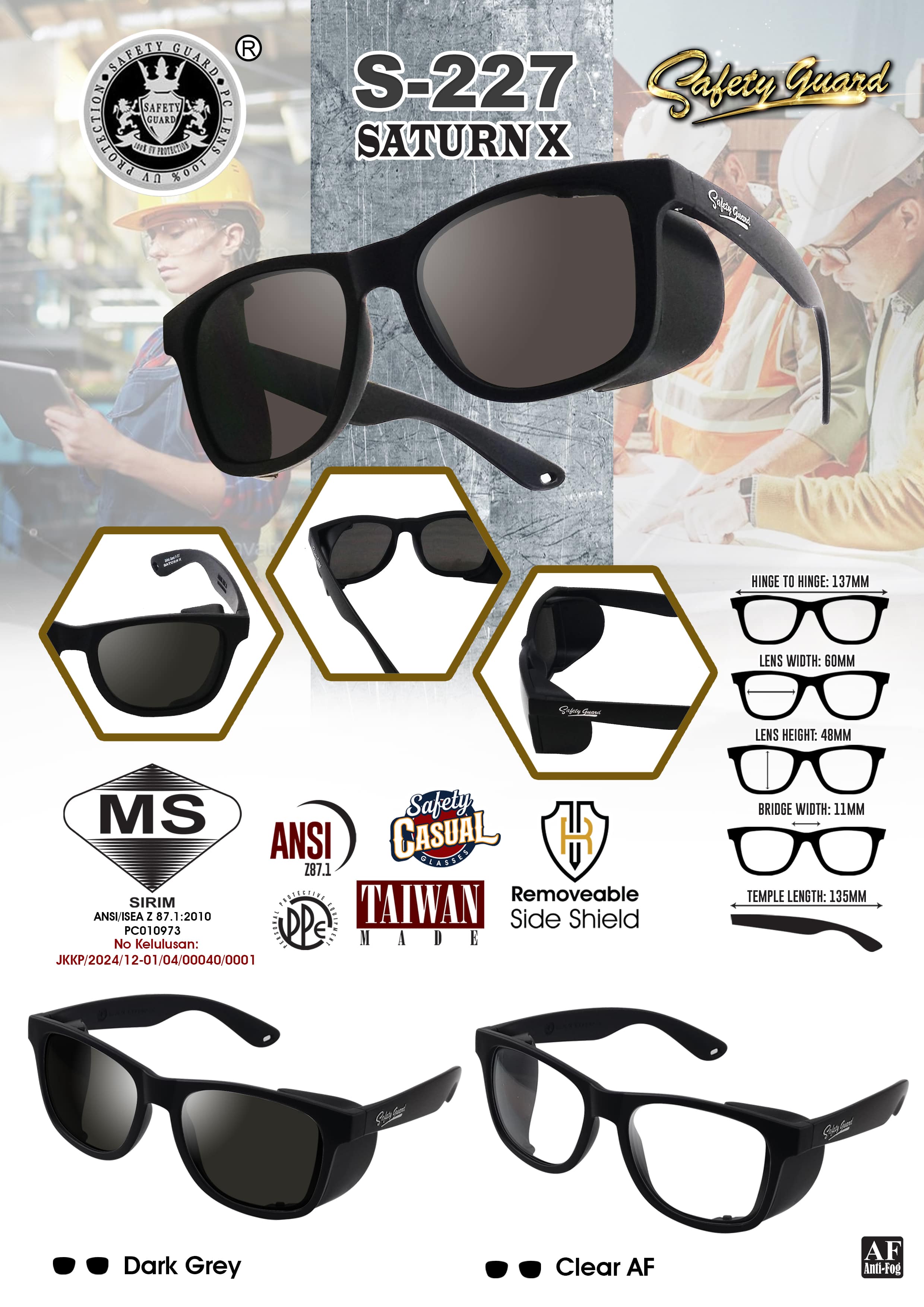 SAFETY GUARD SAFETY GLASSES/ EYE PROTECTION (S-227) - 100% UV & IMPACT ...