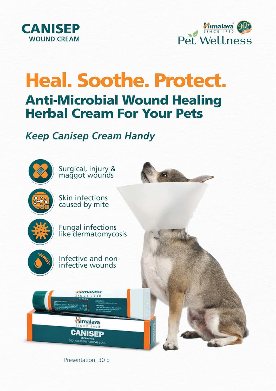 Himalaya Canisep Cream (30g) for Cat & Dog (Cuts, Dry/Moist Eczema ...