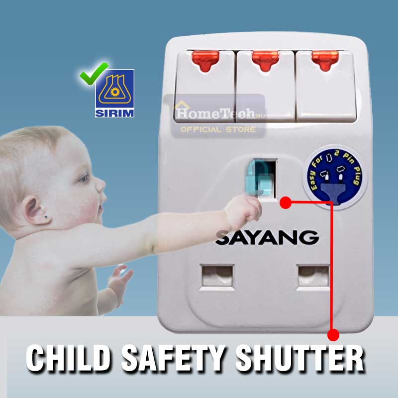 SAYANG 3 Way Adaptor Adapter With Individual Neon Switch Safety 13A ...