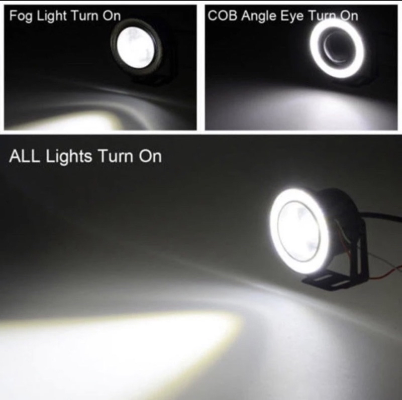 🔥READY STOCK🔥 (2PCS) 3200LM Car COB LED Angel Eyes Fog Light WITH Ring Lens Projector R500 Sport ...