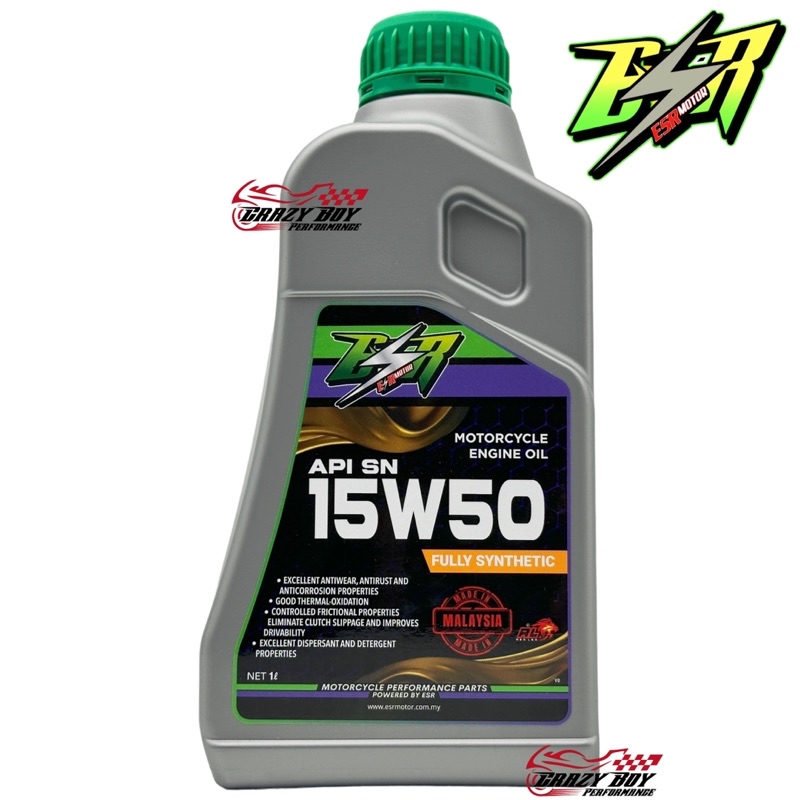 ESR MOTOR ENGINE OIL 1L FULLY SYNTHETIC 15W50 MINYA HITAM ESR MOTOR 100 ...