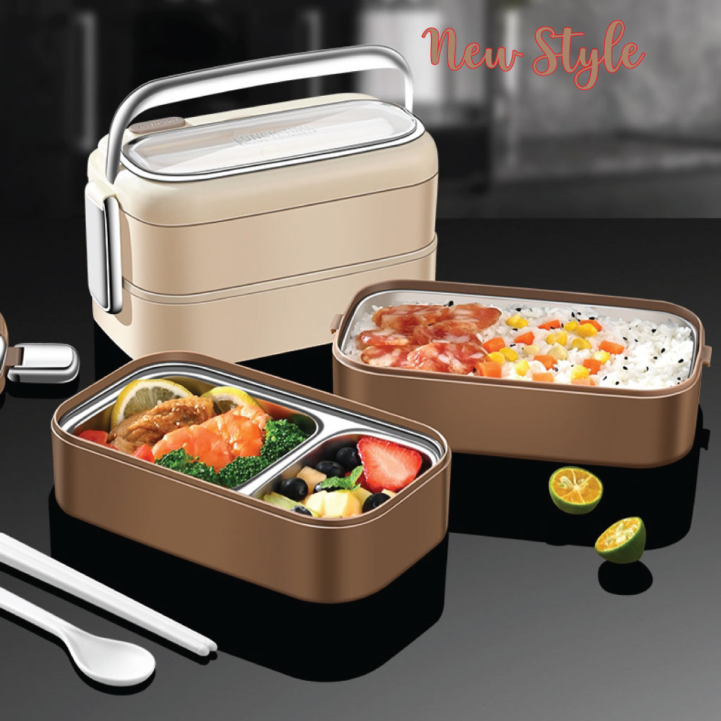 Double Layer Stainless Steel Lunch Box With Thermal Bag Portable ...