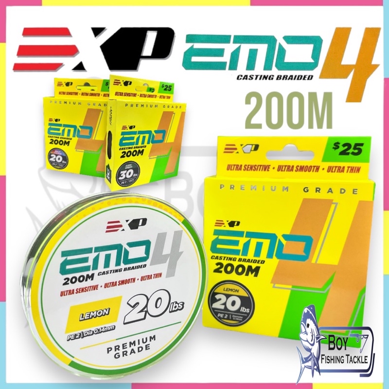 EXP EMO 4 CASTING BRAIDED 200M TALI BENANG EMO FISHING LINE | Shopee ...