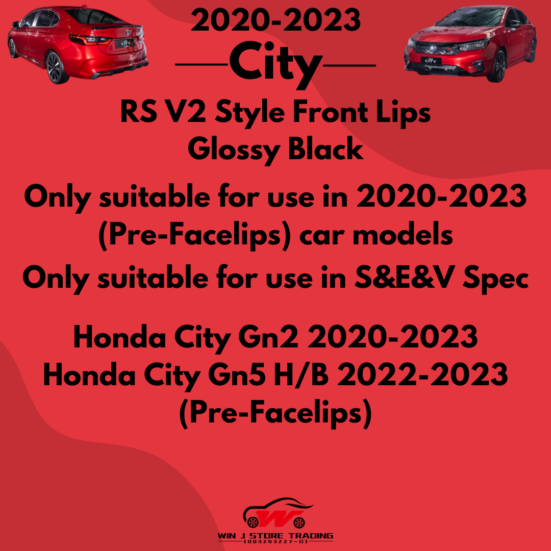 Honda City Gn2/Gn5 Hatchback 2020-2023 Glossy Black RS V2 Type Front ...