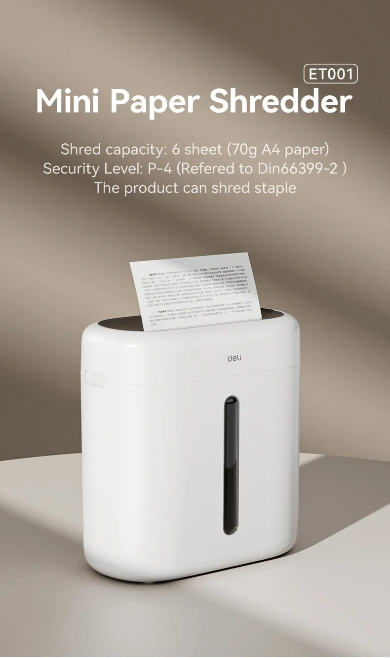 Deli Paper Shredder Cutter Machine 15L Pemotong 6 Sheets Kertas Hancur ...