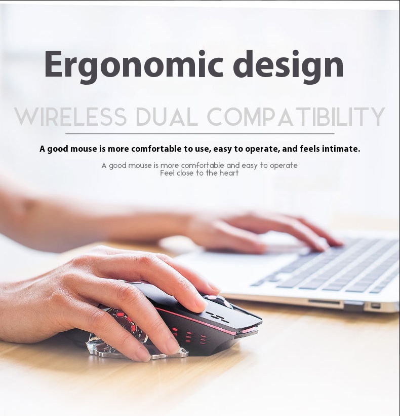 Recharable Gaming mouse DUAL MODE Silent Click Wireless mouse (2.4G ...