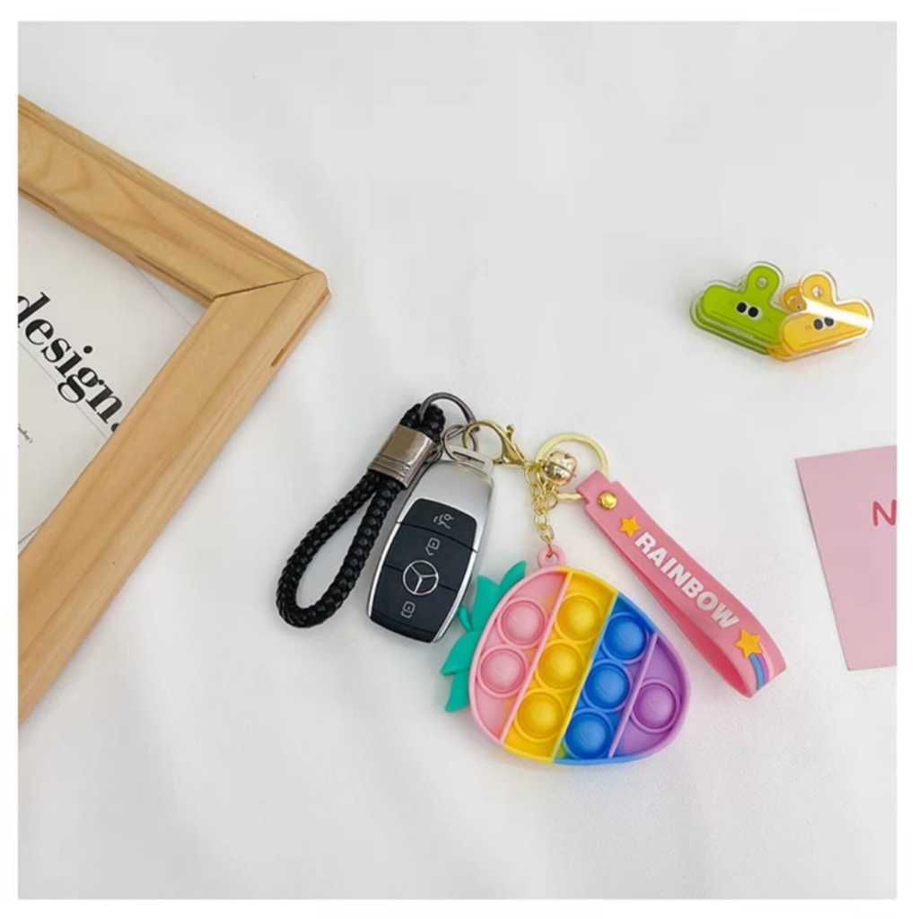 Push Pop it Bubble Sensory Fidget Cute Key Chain | Creative Macaroon ...
