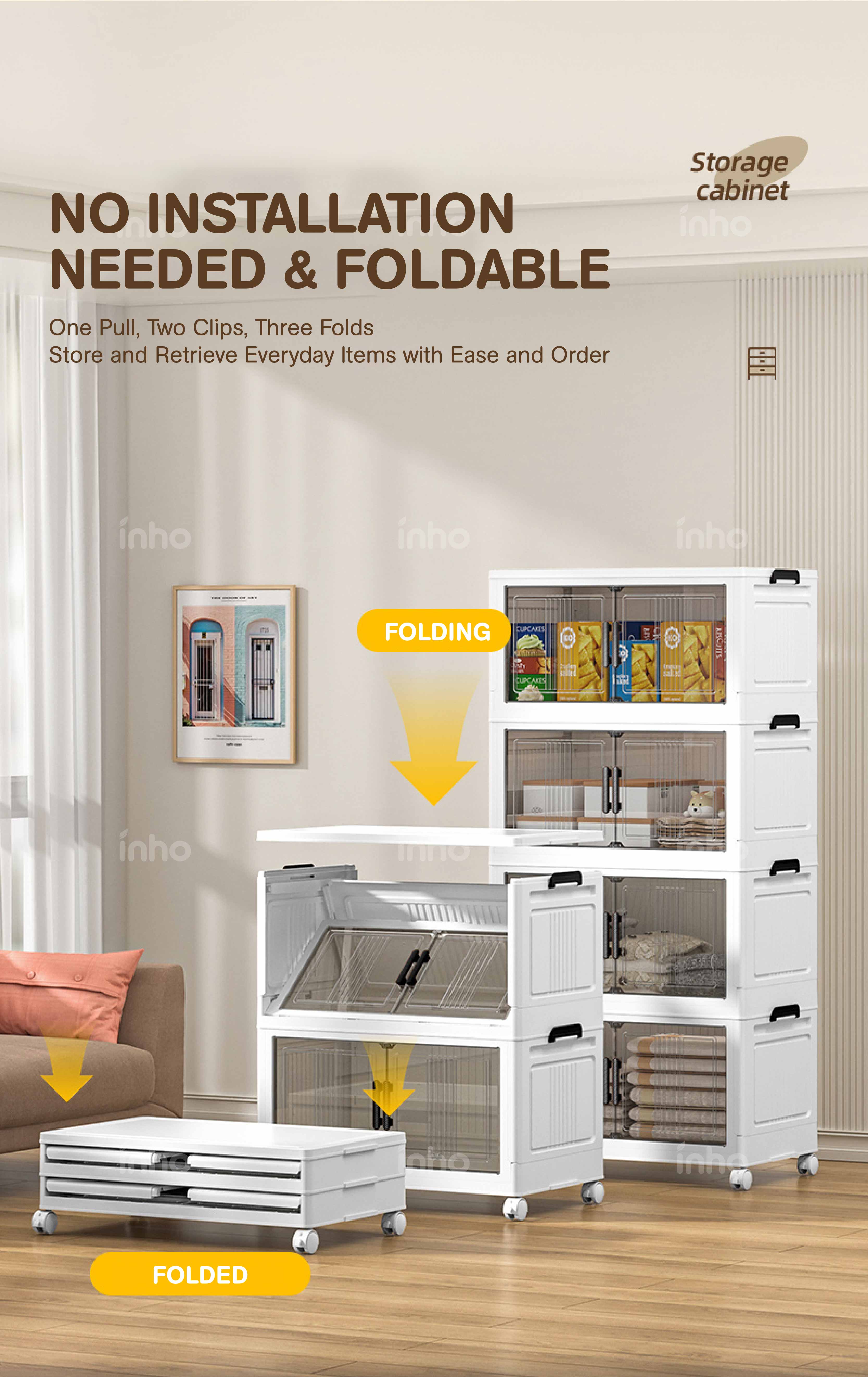 【SHIPPING PROMO】INHO L50-70cm (1-5 Layers) 2 Doors Foldable Stackable ...