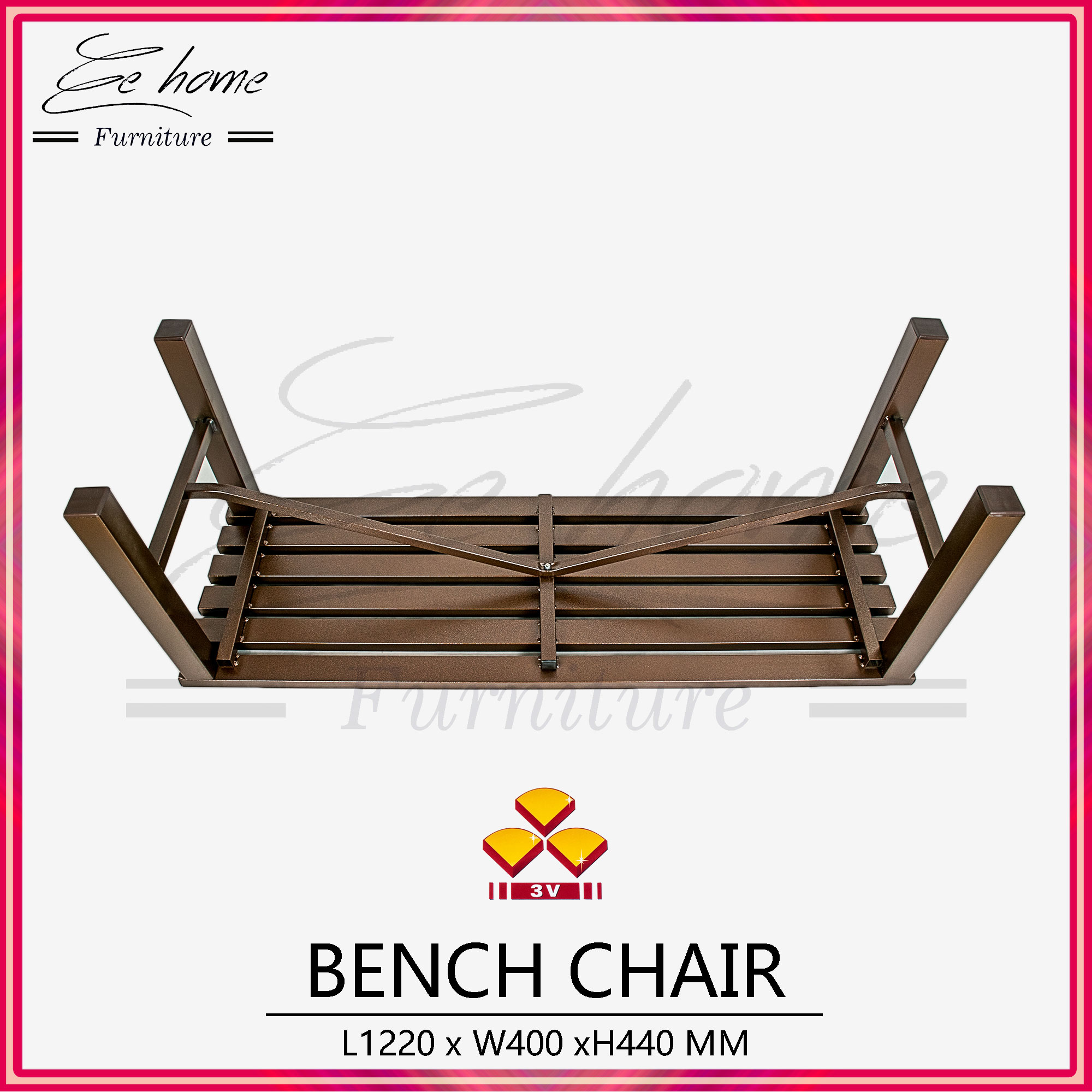 EE HOME 3V METAL BENCH CHAIR KERUSI BESI FOLDABLE GARDEN CHAIR KERUSI ...
